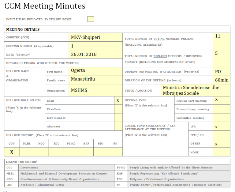 CCM Meeting Minutes 26 Janar 2018 Mekanizmi koordinues Vendor